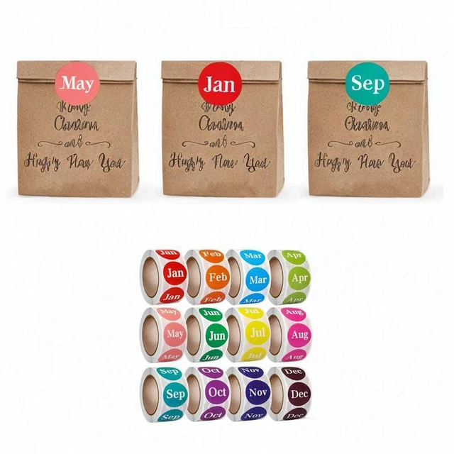 12X 12 MONTHS of The Year Labels Jan-dec Photo Studio Multicolor Paper ...