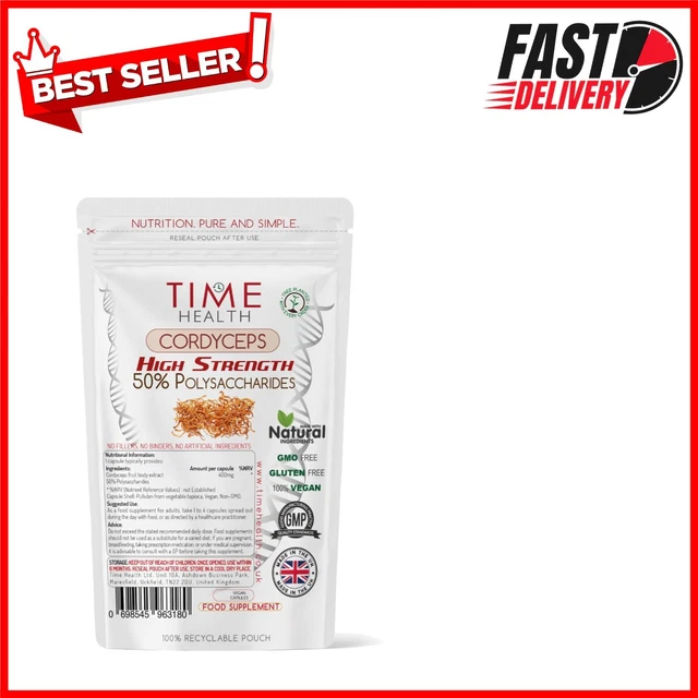 HIGH STRENGTH CORDYCEPS Capsules - 120 Count, 50% Polysaccharides ...