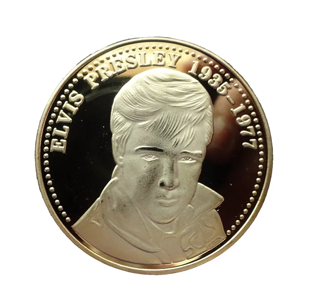 ELVIS PRESLEY THE king of Rock N Roll 24ct gold Plated medallion £3.49 ...