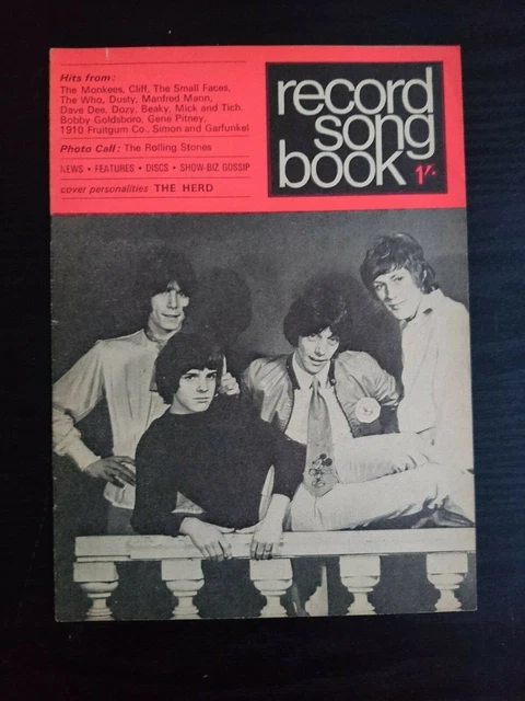 VINTAGE RECORD SONG Book 1968 The Herd; Cliff Johnny Cash The Who ...