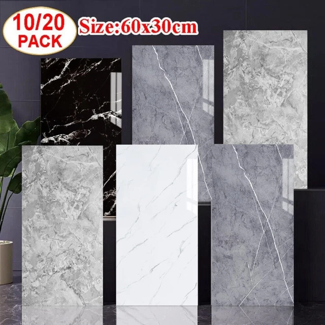 20 PACKS SELF-ADHESIVE Grey Marble PVC Cladding Wall Panels for Kitchen ...