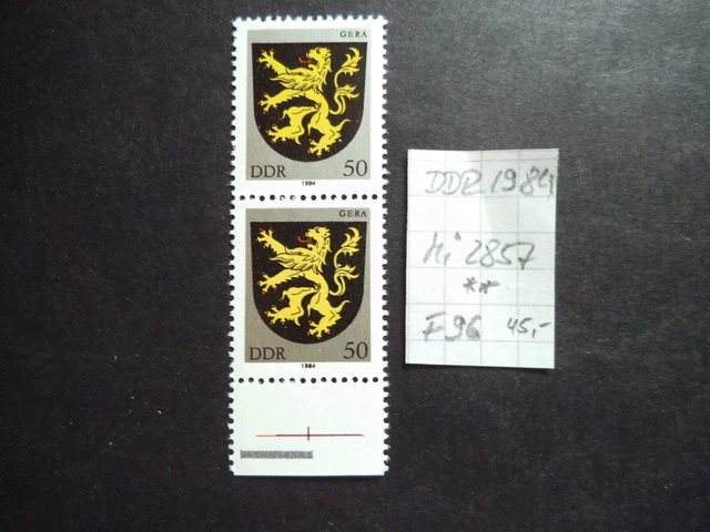 GDR 1984, MI No. 2857, plate error F96, mint/**, with comparison, read ...