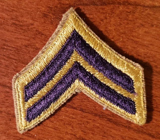 VINTAGE US ARMY WWII Korean War Corporal Chevron Patch Gold with ...