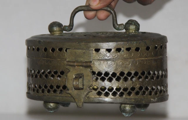 OLD BRASS HANDCRAFTED Engraved/Embossed Jali Cut Jewellery Box Usable ...