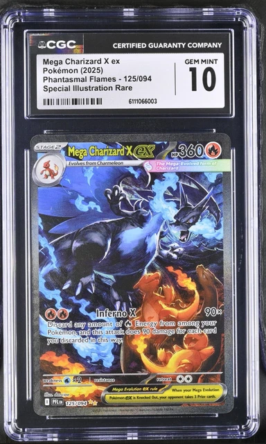 POKEMON MEGA CHARIZARD X ex Phantasmal Flames SIR #125 CGC 10 Gem Mint ...
