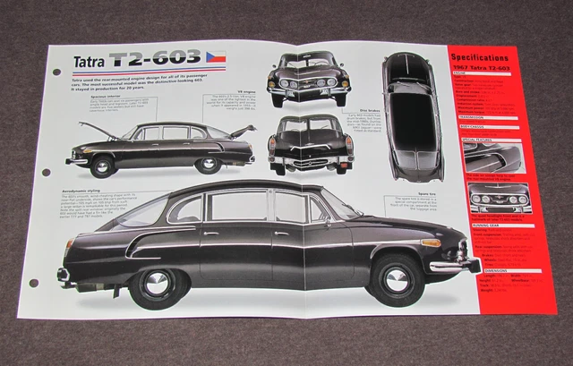 1955-1975 TATRA T2-603 (1967) Car SPEC SHEET BROCHURE PHOTO BOOKLET £7. ...