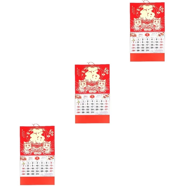3 COUNT CALENDARIO Cinese Strappo 2024 Anno Del Drago Arredamento Etichetta EUR 33,88 - PicClick IT