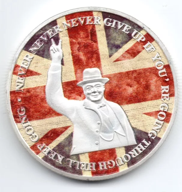 WINSTON CHURCHILL GOLD Silver Coin Union Jack World War II 1874 I VE VJ ...