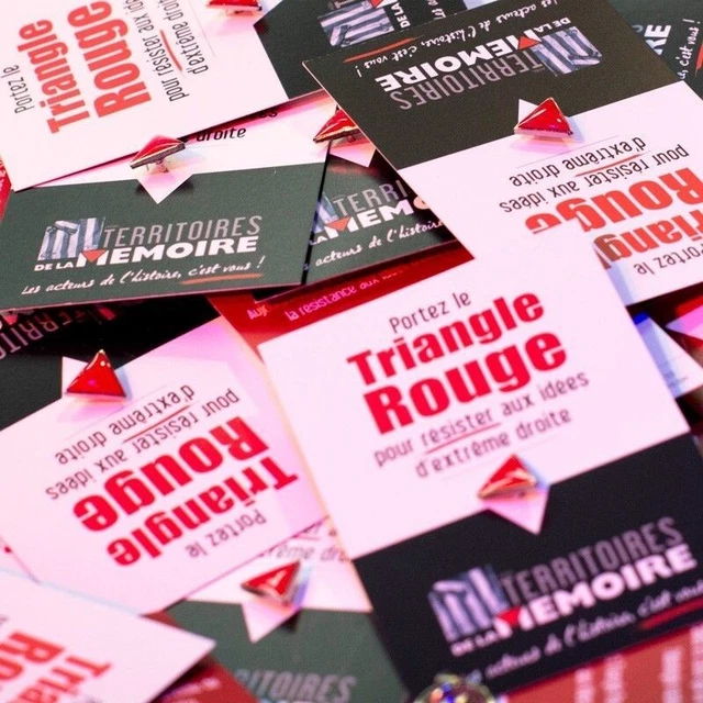 2 X PIN'S Pins Triangle Rouge Contre Extrême Droite et Symbole Ouvrier ...