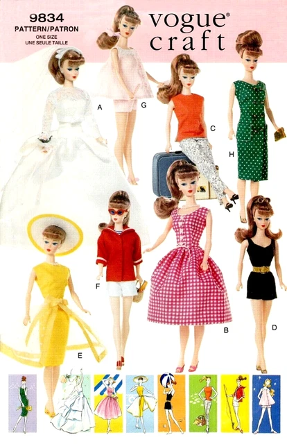 BARBIE DOLL CLOTHES Vintage Sewing Pattern That Fits Many Other 11-1/2 ...