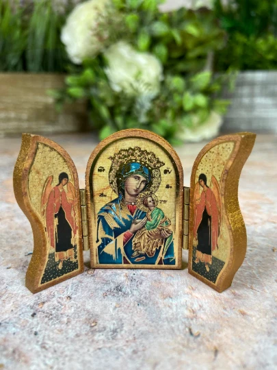WOODEN OUR LADY of Perpetual Help Icon Magnet Sacred Virgin Mary Religious Art £12.95 - PicClick UK