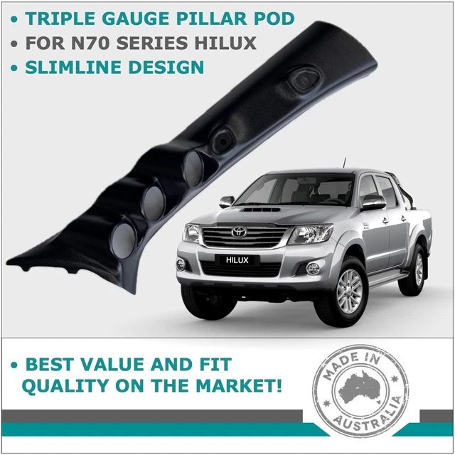 TRIPLE PILLAR POD 3 Gauge Holder For Toyota Hilux N70 Kun 05-15 Colour ...