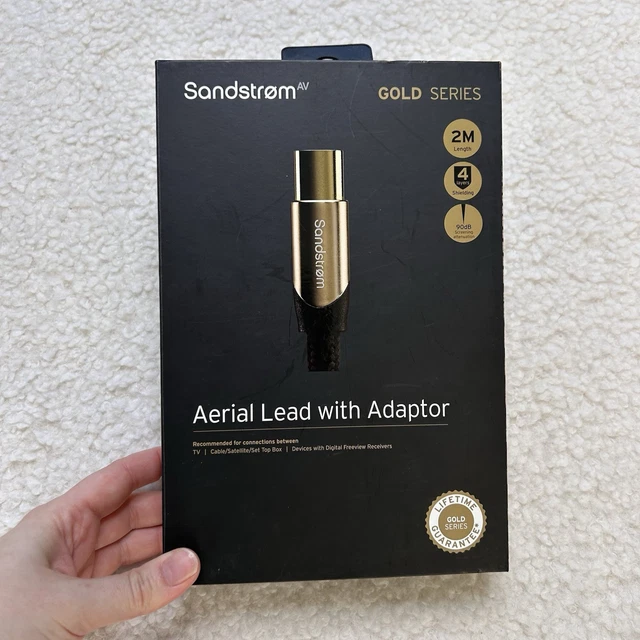 SANDSTROM GOLD SERIES S2AER315 2mtr Aerial Lead With Adapter Black $7. ...