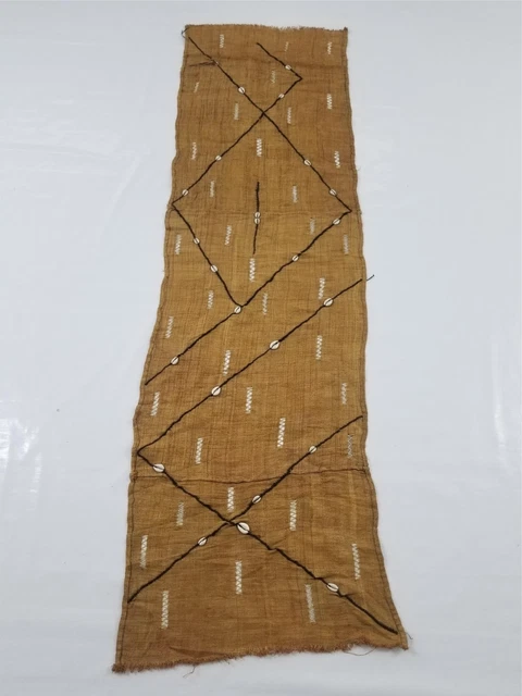 VINTAGE AFRICAN HANDWOVEN Kuba Cloth Raffia Textile Panel 165x46cm £299 ...
