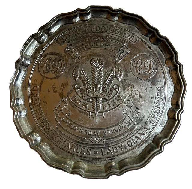 ROYAL WEDDING 1981 Souvenir Plate Silver Prince Charles Lady Diana ...