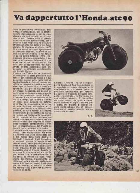 ADVERTISING PUBBLICITÀ- RARA PUBBLICITA MOTO HONDA ATC 90 1972 MOTOSPORT EUR 4,20 - PicClick IT