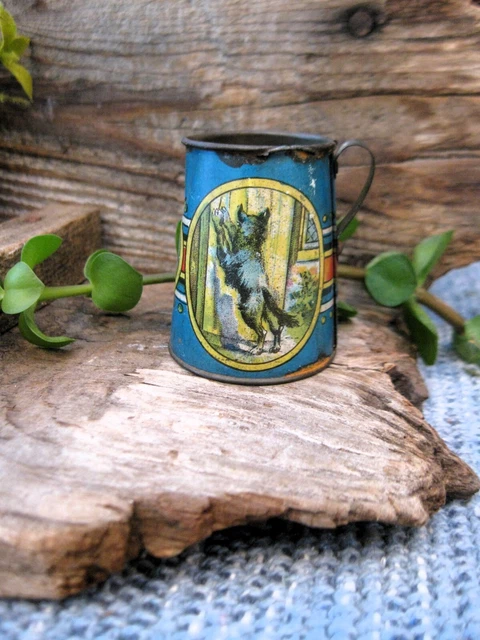 ANTIQUE OHIO ART Tin Pitcher Little Red Riding Hood Grandmother and the ...