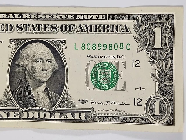 RADAR TRINARY 8089-9808 Fancy Serial Number $1 Note Palindrome One ...