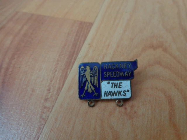 VINTAGE HACKNEY HAWKS Speedway Crest Logo Reeves Enamel Metal Bronze ...