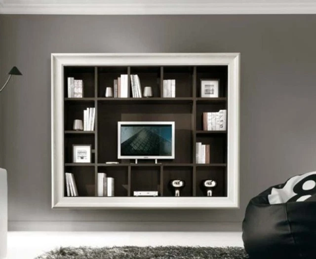 PARETE ATTREZZATA CON Cornice + Libreria E Porta Tv + EUR 2.180,00 ...