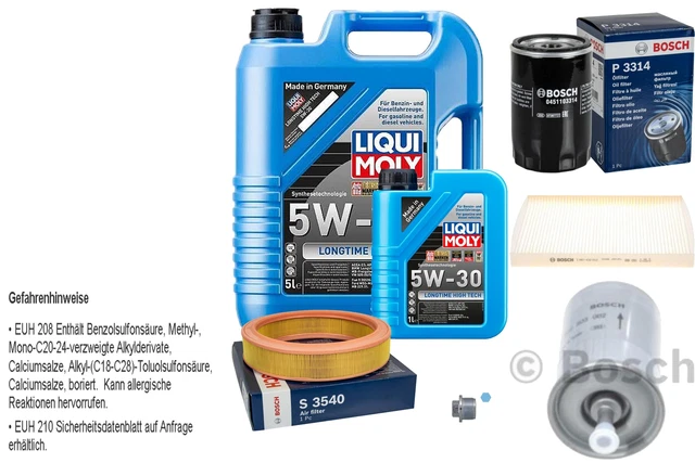 BOSCH INSPECTION SET 6L Liqui Moly Longue Date High Technologie 5W-30 pour Seat EUR 144,62 ...