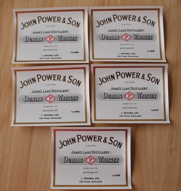 5 IRISH WHISKEY John Power & Son Labels £8.40 - PicClick UK