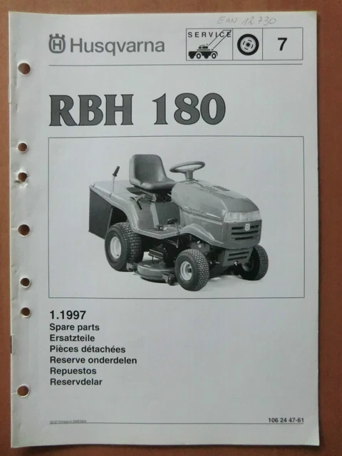 HUSQVARNA RASENTRAKTOR RBH 180 Ersatzteilliste parts list Ausgabe 1997 ...