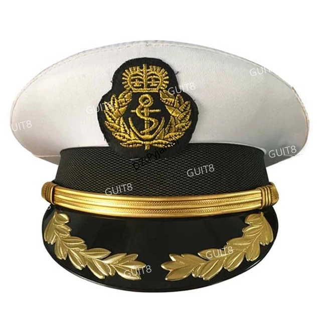 MILITARY COSTUME HATS Navy Officer Caps Adult Men White Military Hats ...