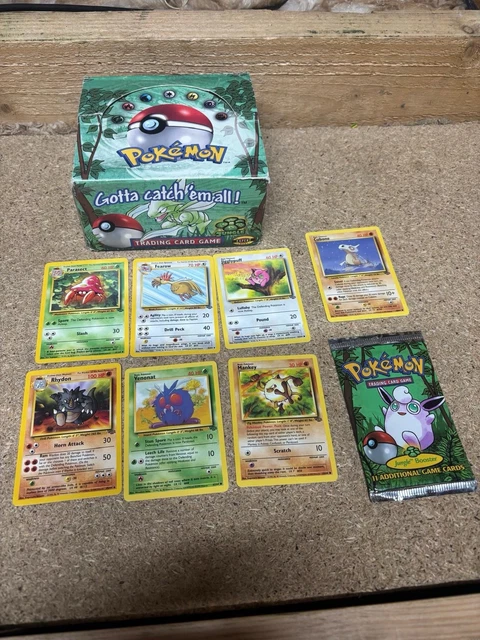 VINTAGE POKÉMON JUNGLE Booster Box TCG Empty & 7 cards/empty packet £8. ...