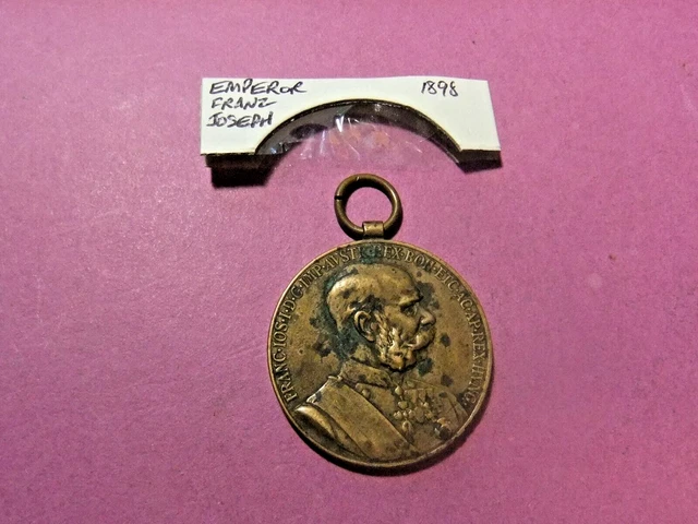 VINTAGE 1898 EMPEROR FRANZ JOSEPH Brass Medallion - Worn $15.00 ...
