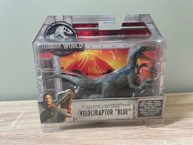 Modellino Jurassic World Fallen Kingdom Attack Pack Velociraptor Blu