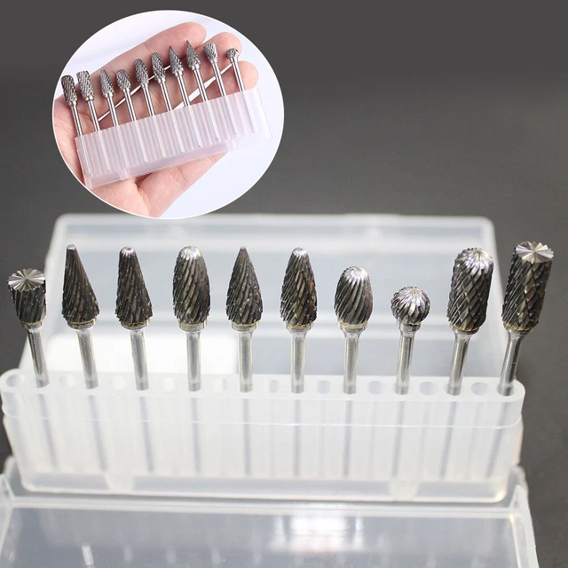 10PCS DENTAL LAB Polishing Bur Drills Kit Tungsten Steel Carbide Burs 2 ...