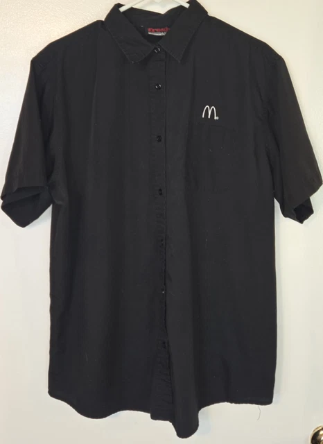 MCDONALDS BLACK BUTTON Up Down Employee Uniform Shirt Crew Manager ...