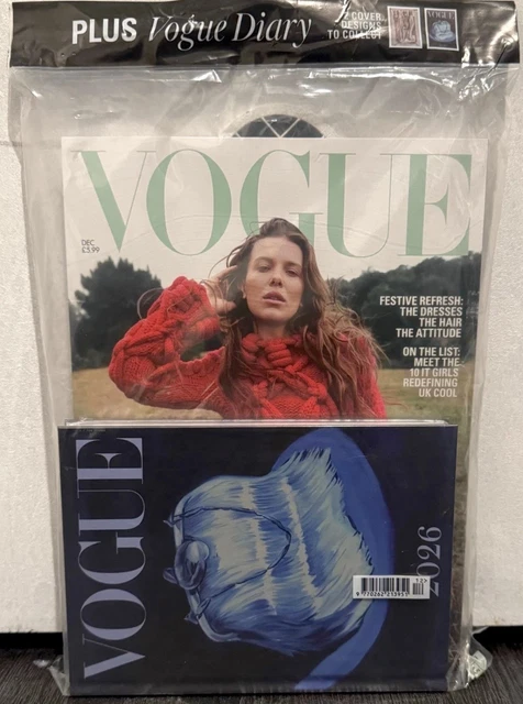 BRITISH VOGUE UK Magazine December 2025 Free Vogue Diary 2026 Blue ...