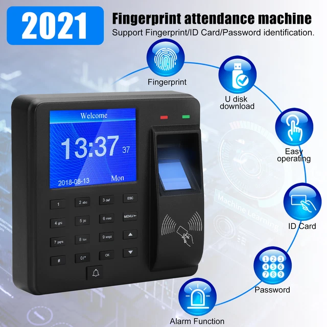 OFFICE EMPLOYEE PUNCH Card Machine Biometric Fingerprint Attendance ...