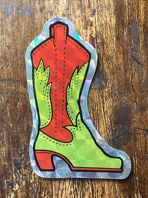 VTG HTF 1970'S "COWBOY BOOT" Leather Vending Machine Prism RARE Sticker ...