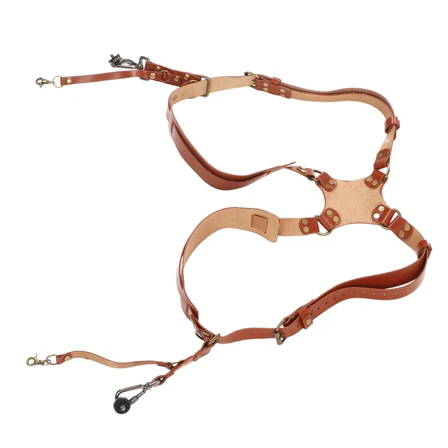 (X TYPE BROWN)CAMERA Harness Snap Lock Buckle Leather Durable Double ...