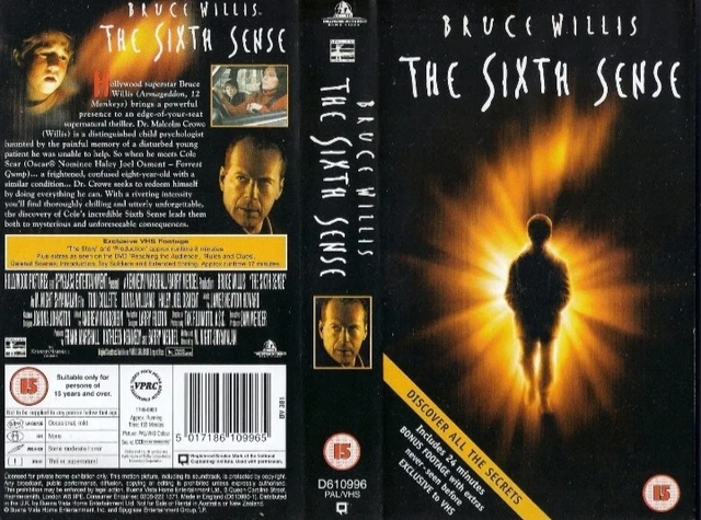 VHS VIDEO THE SIXTH SENSE Bruce Willis, Haley Joel Osment. 24 mins ...
