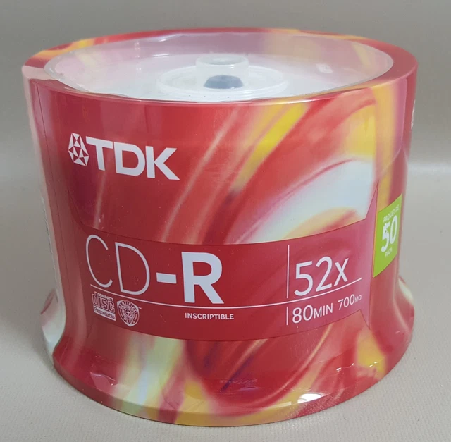 TDK CD-R 80 Minute 700 MB 52x 50 Pack Spindle Recordable New Sealed $11 ...
