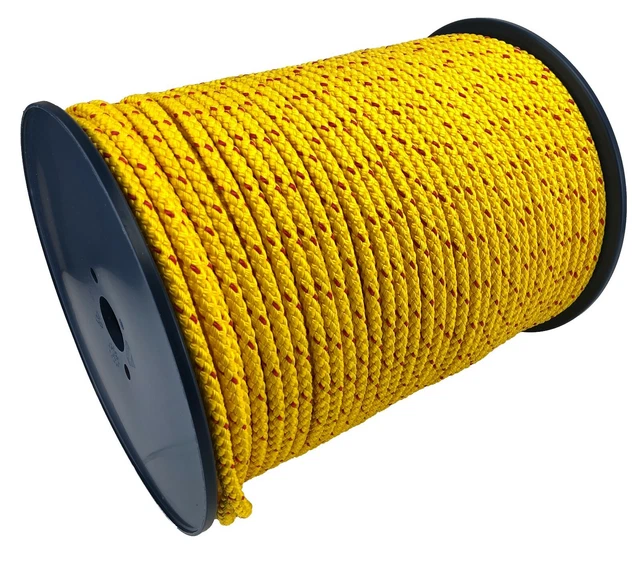 CORDE EN POLYPROPYLÈNE tressé 8 mm jaune/rouge x 20 m cordon de serrage ...