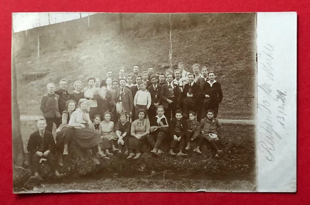 PRIVAT FOTO AK Reitzendorfer Mühle 1921 Gruppenbild Ausflug Typen ...