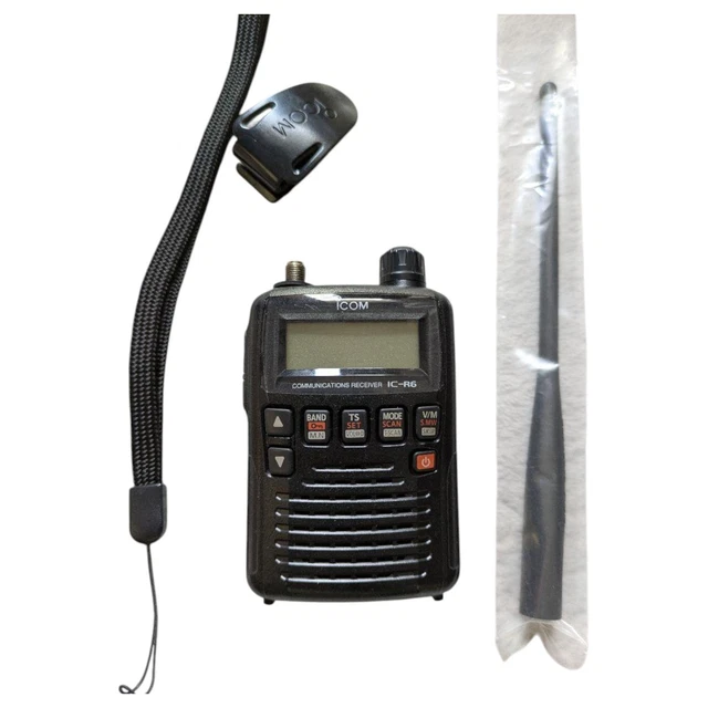 ICOM IC-R6 WIDEBAND Receiver Set w/ Antenna Battery Charger Strap Black ...