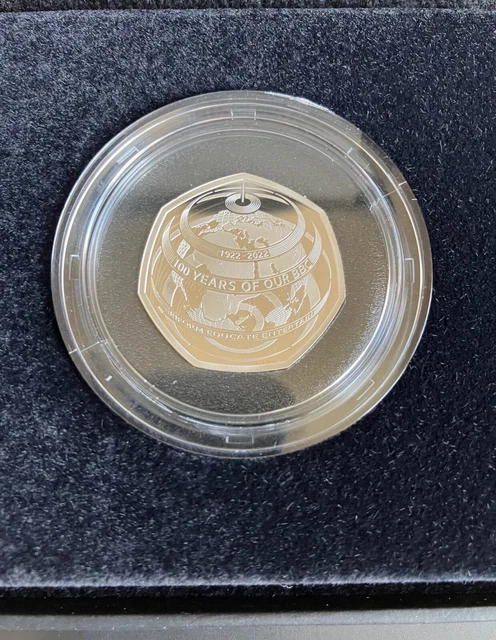 ROYAL MINT SILVER Proof Piedfort 100 Years of the BBC 2022 50p Fifty ...