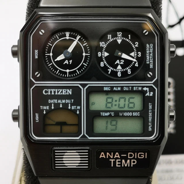 CITIZEN JG2105-93E BLACK ANA-DIGI TEMP Reproduction Model Men Watch New ...