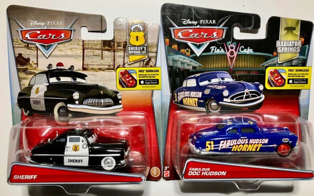 DISNEY PIXAR CARS Radiator Springs Sheriff & Doc Hudson Vehicles BNIB £ ...