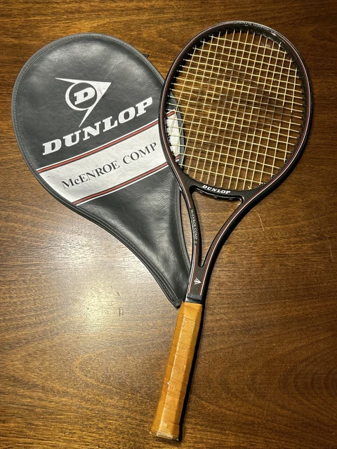 VINTAGE DUNLOP JOHN McEnroe Comp II Tennis Racket + Case L3 L4 3/8 $19. ...