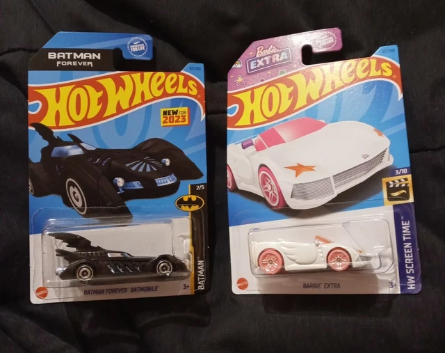 2023 Hot Wheels Batman Forever Batmobile And Barbie Extra Car White Lot