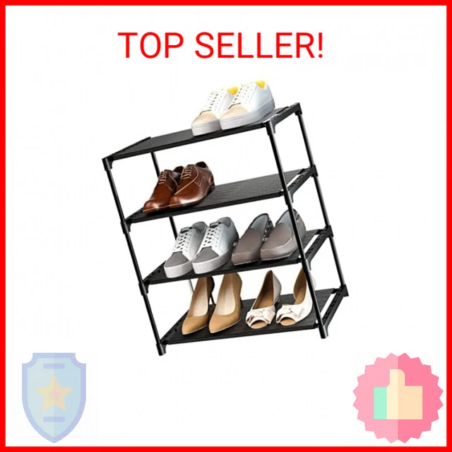 4-TIER SMALL SHOE Rack, Narrow Stackable Shoe Shelf Storage Organizer ...