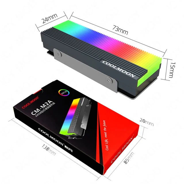 M.2 SSD RADIATOR A-RGB Cooling Armor AURA SYNC Computer Case Decorative ...