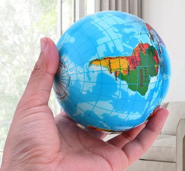 WORLD MAP EARTH Globe Squeeze Ball Hand Wrist Exercise Stress Relief $8 ...